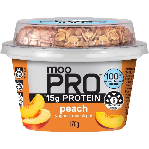 Moo High Protein Yoghurt & Muesli Pot Peach 170g | Adelaide's Finest ...