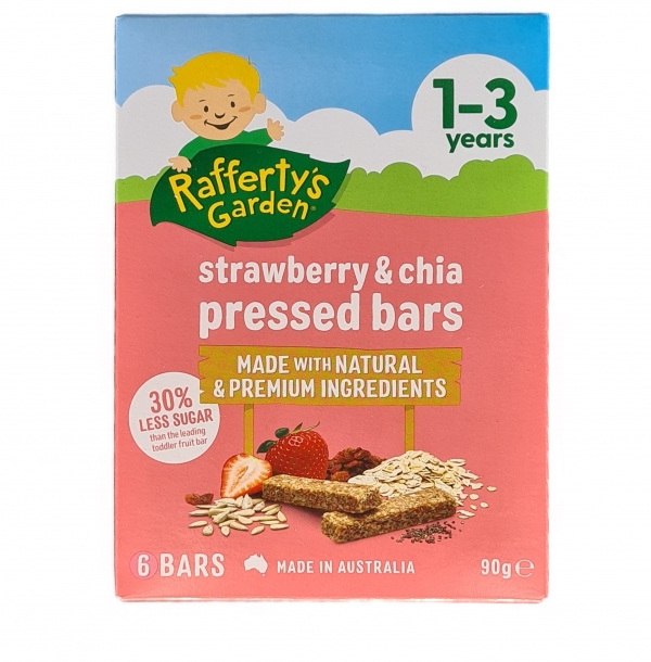 Rafferty's Garden Pressed Bars Strawberry & Chia 6 Pack 90g | Adelaide ...