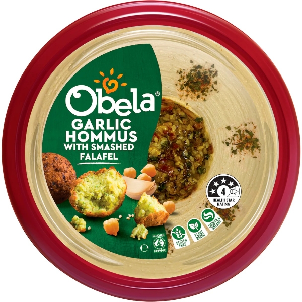 Obela Dip Garlic Hommus & Smashed Falafel 220g | Adelaide's Finest ...