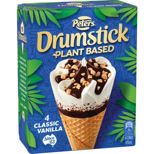 Peters Drumsticks Plant Based Classic Vanilla 4 Pack | Adelaide's ...