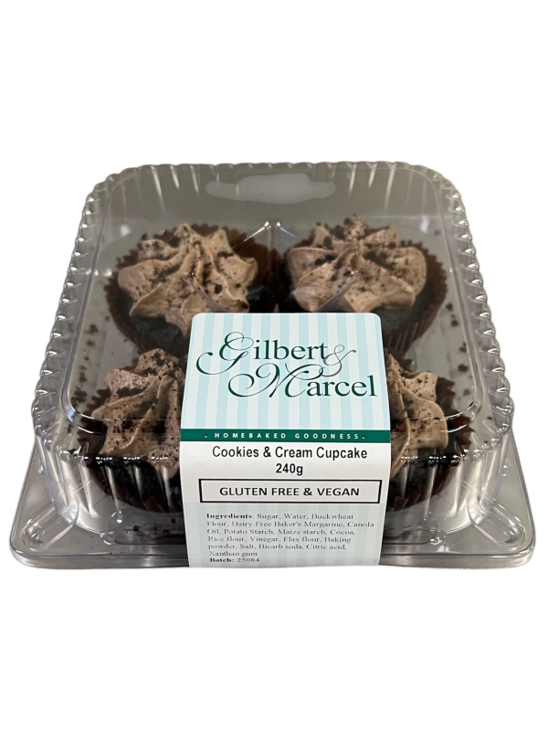 Gilbert & Marcel Cupcakes Cookies & Cream 4 Pack Gluten Free & Vegan ...