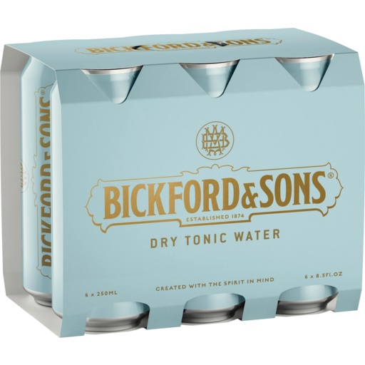 Bickford & Sons Dry Tonic Water 6 x 250ml Cans | Adelaide's Finest ...