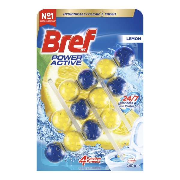 Bref Power Active Under The Rim Toilet Cleaner Juicy Lemon 3 Pack 150g ...