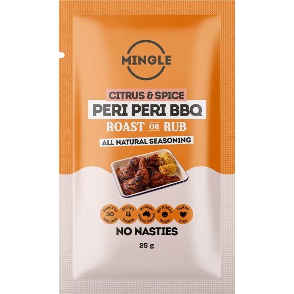 Mingle Natural Seasoning Blend Peri Peri BBQ 25g | Adelaide's Finest ...