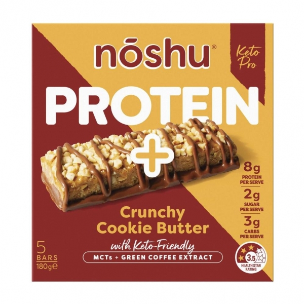 Noshu Protein Bars Crunchy Cookie Butter 5 Pack 180g | Adelaide's ...