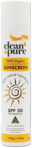 Clean & Pure 100% Organic Sunscreen SPF 50 110g | Adelaide's Finest ...