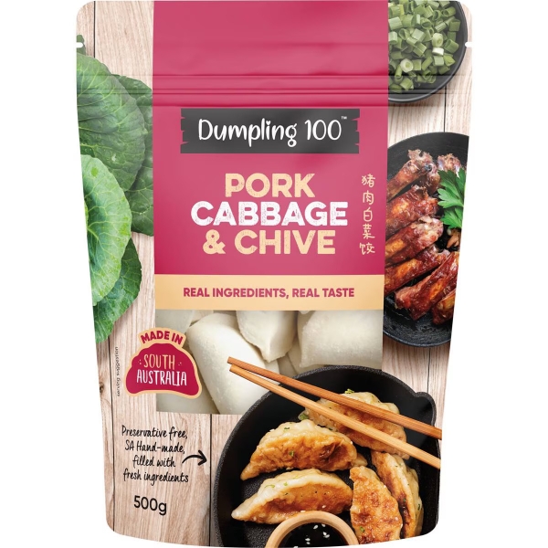 Dumpling 100 Pork, Cabbage & Chive Dumplings 200g | Adelaide's Finest ...