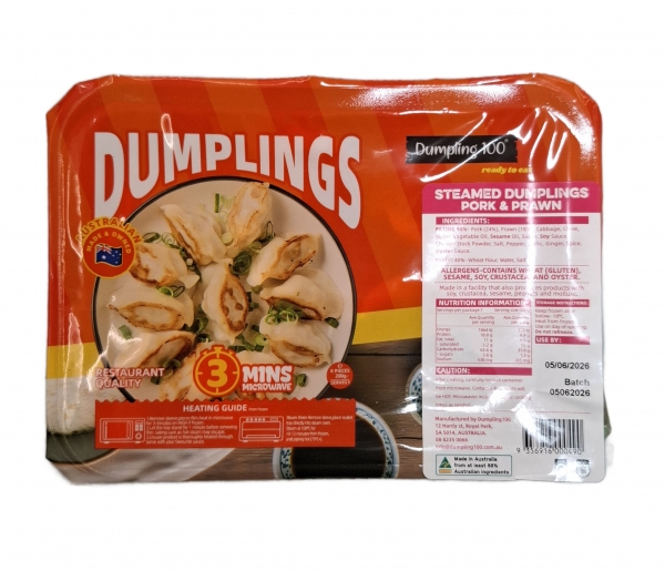 Dumpling 100 Steamed Pork & Prawn Dumplings 200g | Adelaide's Finest ...