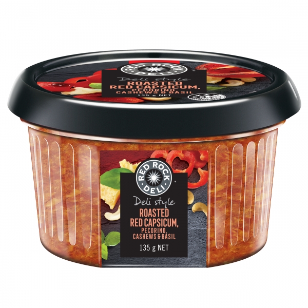 Red Rock Deli Dip Roasted Capsicum Pecorino Cashew & Basil 135g ...