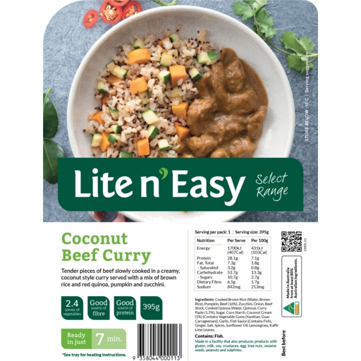 Lite N' Easy Beef Coconut Curry 395g | Adelaide's Finest Supermarkets