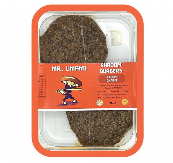 Mr Umami Shroom Burgers Cajun Charm 2 Pack 250g | Adelaide's Finest Supermarkets