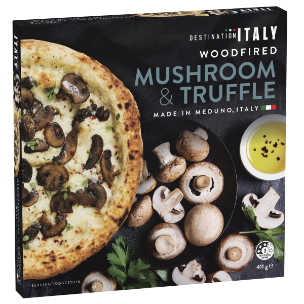 Destination Italy Frozen Pizza Woodfired Mushroom & Truffle 411g ...