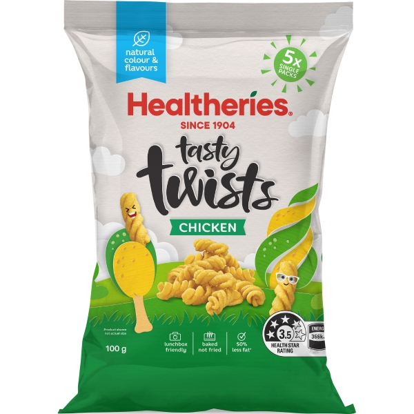 Healtheries Tasty Twists Chicken 5 Pack 100g | Adelaide's Finest ...