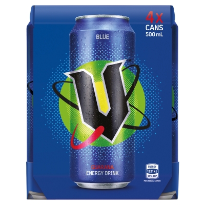 V Energy Drink Blue 4 x 500ml | Adelaide's Finest Supermarkets