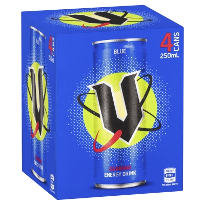 V Energy Drink Blue Guarana 4 x 250ml | Adelaide's Finest Supermarkets