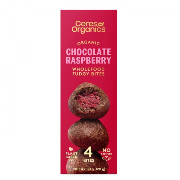 Ceres Organics Fudgy Bites Chocolate Raspberry 4 Pack 120g | Adelaide's ...